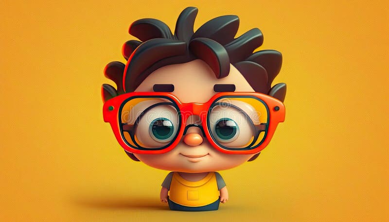 Nerd Child Wearing Big Glasses on Color Background. Generative AI Stock ...