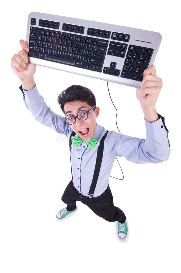 Nerd del geek del computer fotografia stock. Immagine di divertente ...