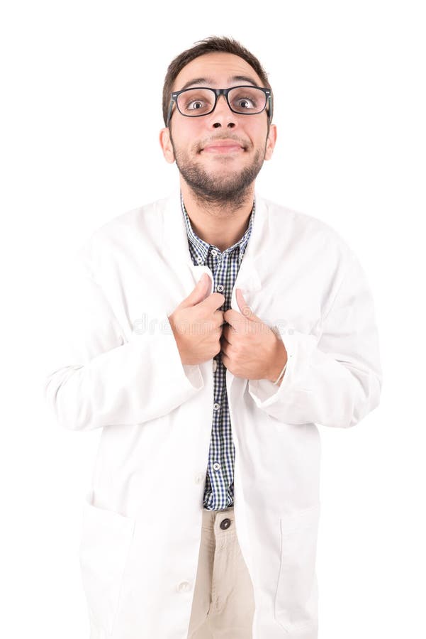 Mad Doctor Nerd stock image. Image of funny, coat, cute - 9229281