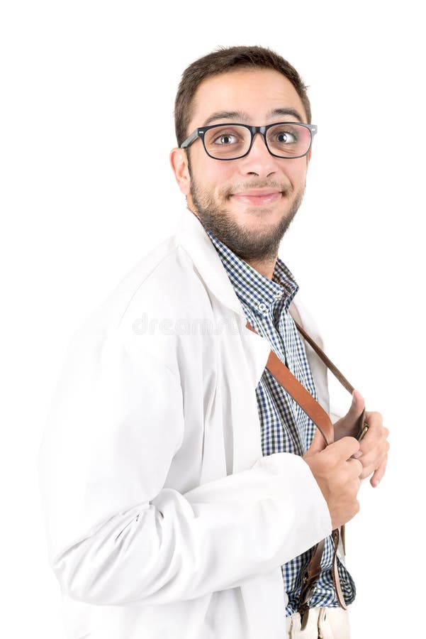 Mad Doctor Nerd stock image. Image of funny, coat, cute - 9229281