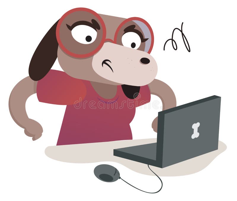 Nerd Dog Girl Using Computer Stock Illustrations – 4 Nerd Dog Girl ...
