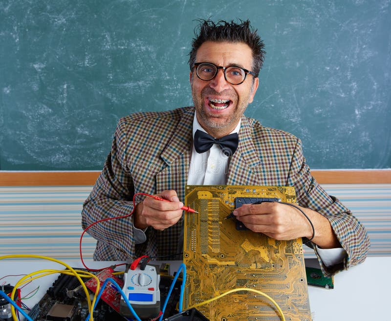 Nerd Electronics Technician Silly Expression PCB Stock Image - Image of ...