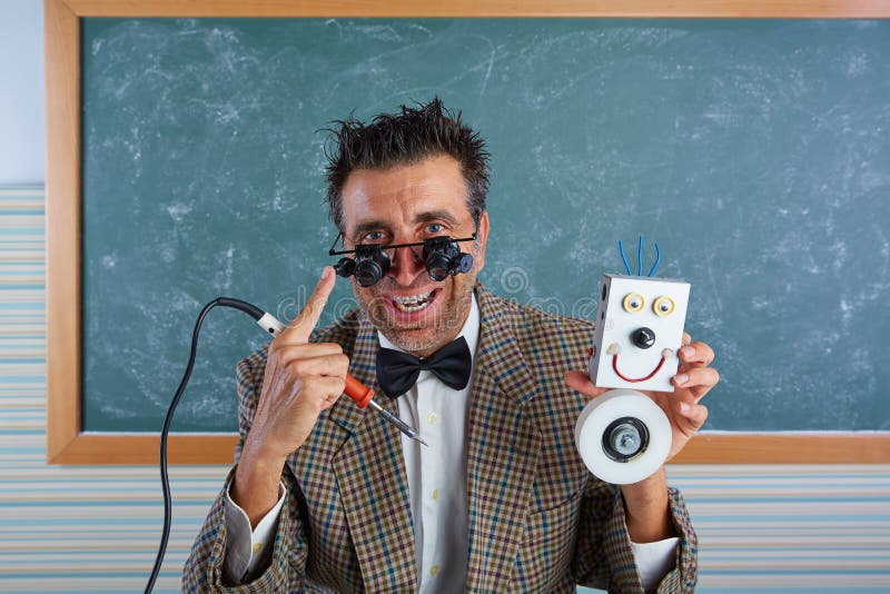 Nerd Electronics Technician Short Circuit Lightning Stock Image - Image ...