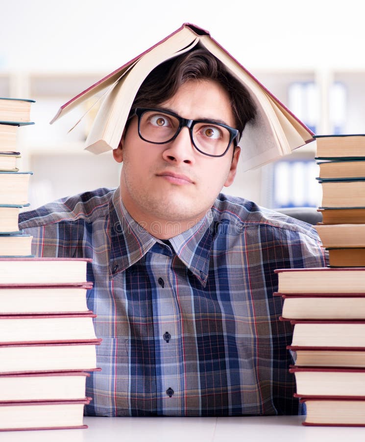 Nerd Funny Student Preparing for University Exams Stock Image - Image ...