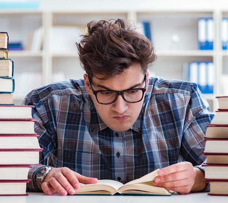 Nerd Funny Student Preparing for University Exams Stock Photo - Image ...