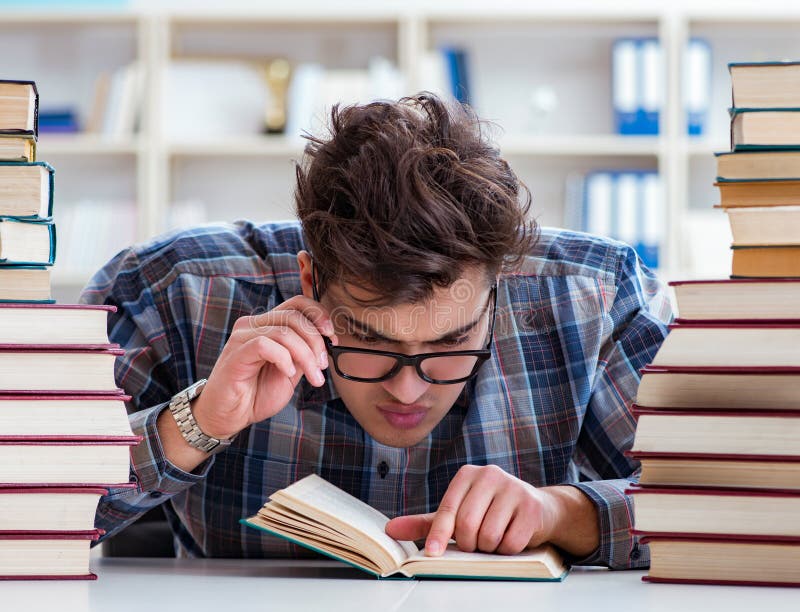 Nerd Funny Student Preparing for University Exams Stock Image - Image ...