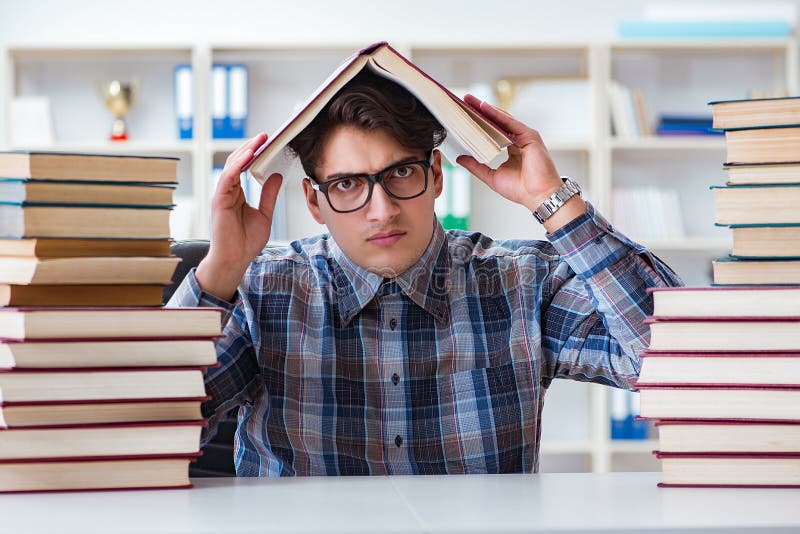 The Nerd Funny Student Preparing for University Exams Stock Image ...