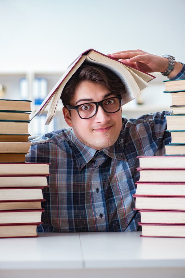 The Nerd Funny Student Preparing for University Exams Stock Image ...