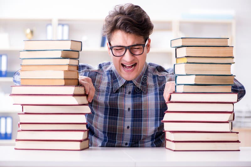 The Nerd Funny Student Preparing for University Exams Stock Photo ...