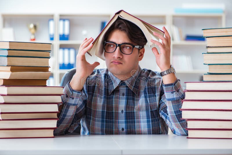 The Nerd Funny Student Preparing for University Exams Stock Photo ...
