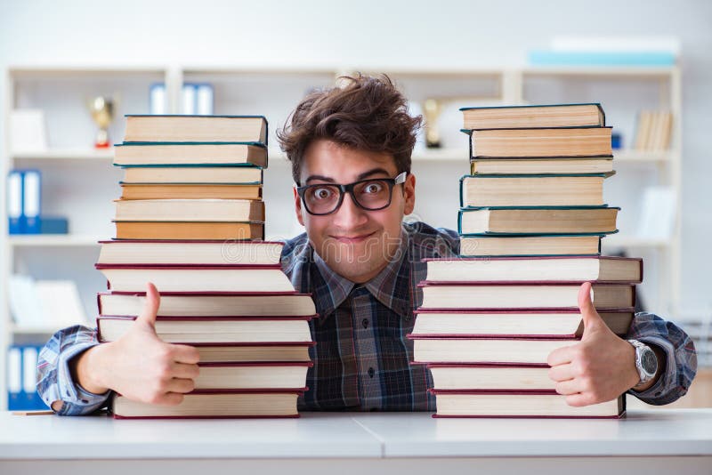 The Nerd Funny Student Preparing for University Exams Stock Photo ...