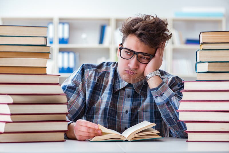 The Nerd Funny Student Preparing for University Exams Stock Image ...