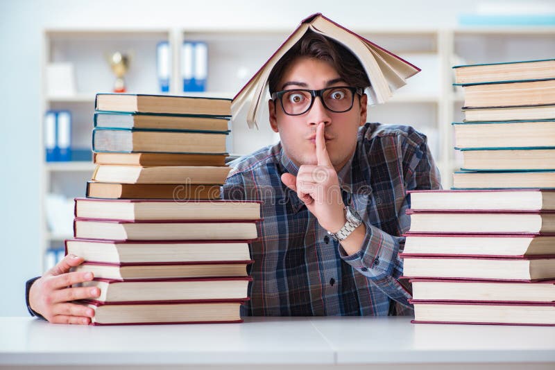 The Nerd Funny Student Preparing for University Exams Stock Photo ...