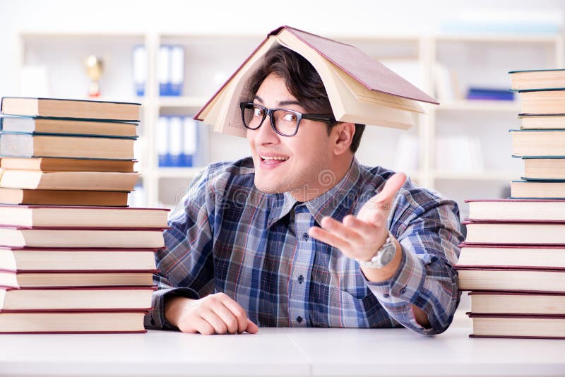 The Nerd Funny Student Preparing for University Exams Stock Image ...