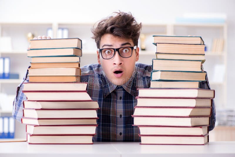 The Nerd Funny Student Preparing for University Exams Stock Image ...