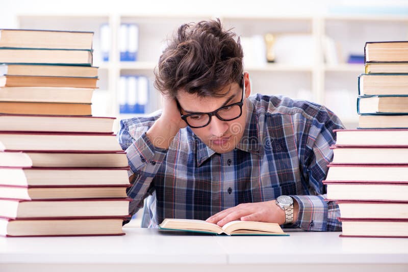 The Nerd Funny Student Preparing for University Exams Stock Photo ...