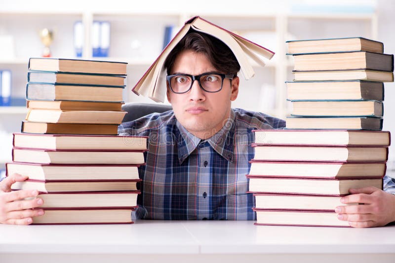 The Nerd Funny Student Preparing for University Exams Stock Photo ...