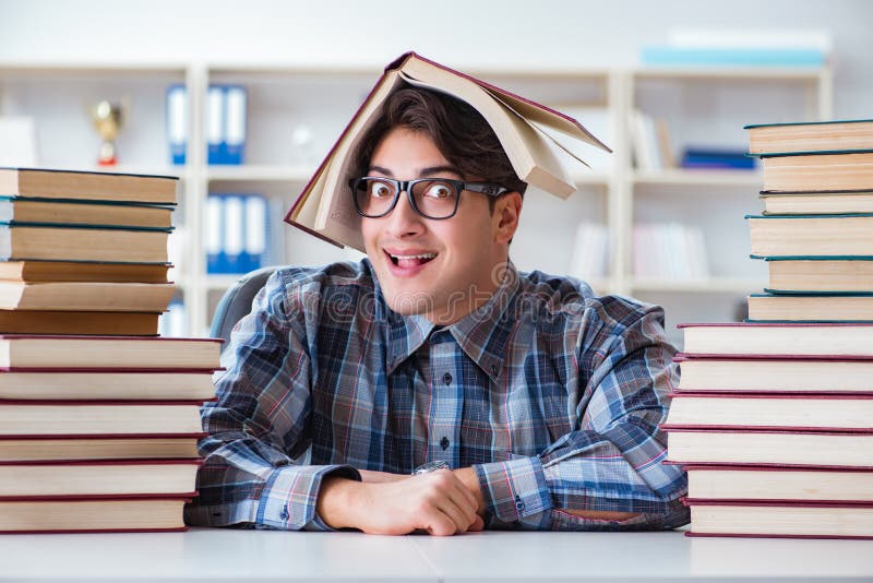 The Nerd Funny Student Preparing for University Exams Stock Photo ...