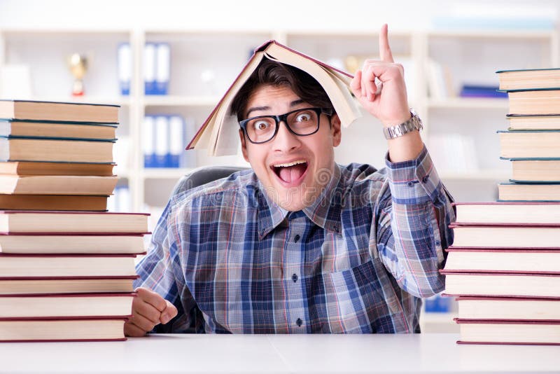 The Nerd Funny Student Preparing for University Exams Stock Image ...