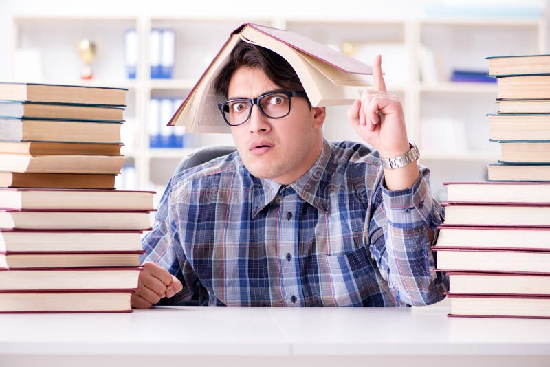 The Nerd Funny Student Preparing for University Exams Stock Image ...