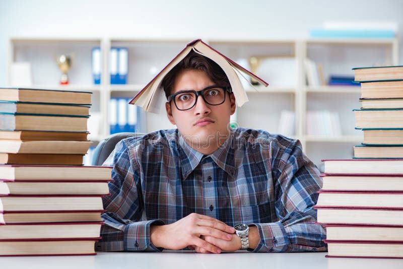 The Nerd Funny Student Preparing for University Exams Stock Image ...