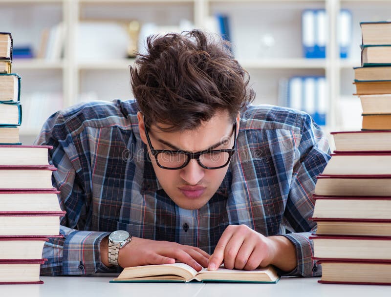 Nerd Funny Student Preparing for University Exams Stock Photo - Image ...