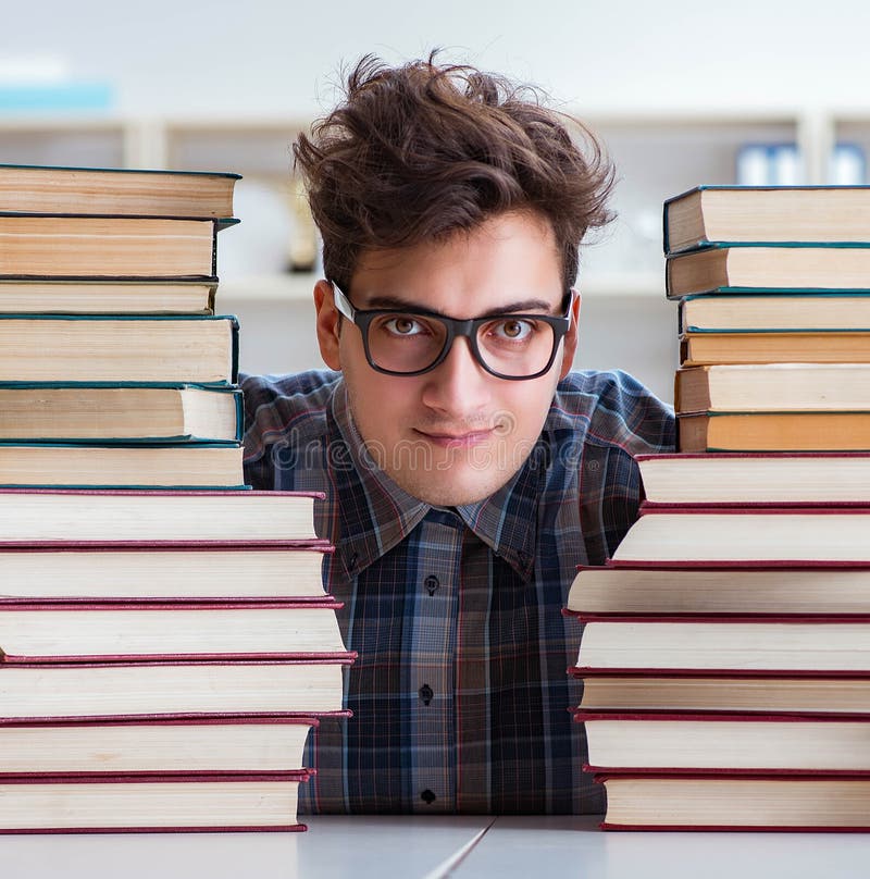 Nerd Funny Student Preparing for University Exams Stock Image - Image ...