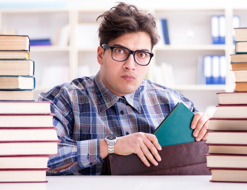 Nerd Funny Student Preparing for University Exams Stock Photo - Image ...