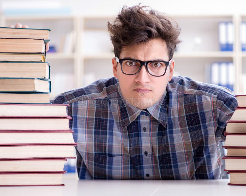 Nerd Funny Student Preparing for University Exams Stock Photo - Image ...
