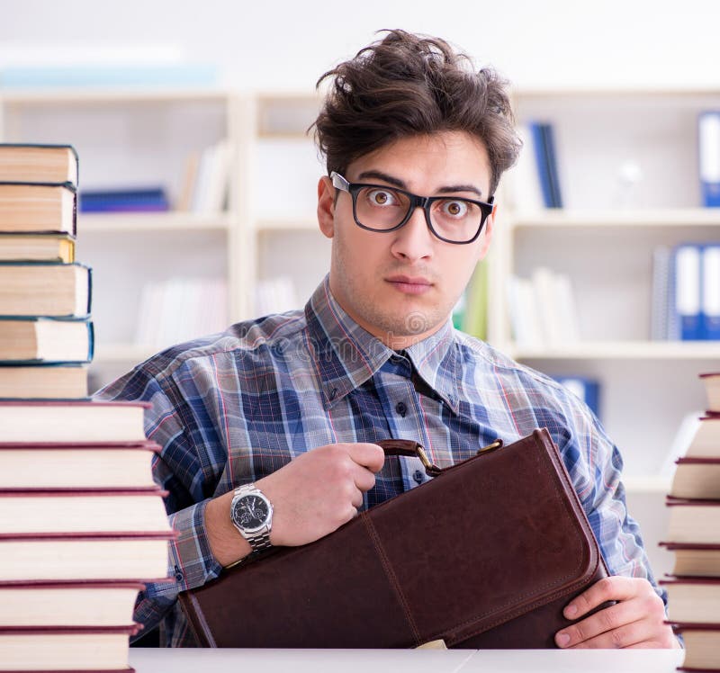 Nerd Funny Student Preparing for University Exams Stock Image - Image ...
