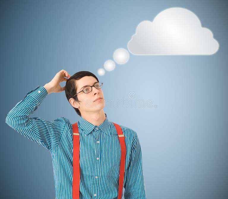 Nerd Geek Businessman Thinking Cloud or Computing Stock Photo - Image ...