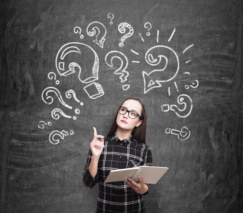 Nerd Girl Attacked by Question Marks Stock Image - Image of casual ...