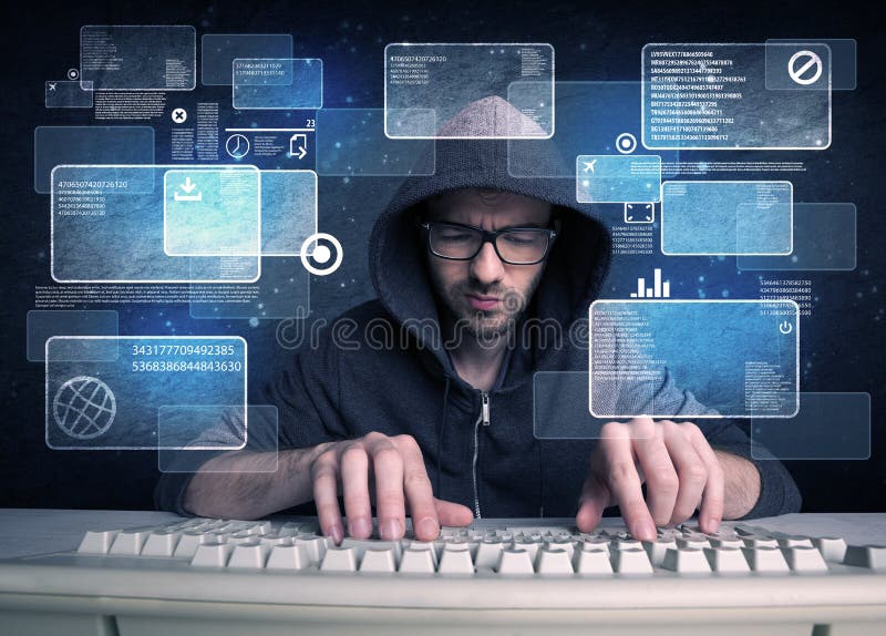 Nerd with Glasses Hacking Websites Stock Photo - Image of digital ...
