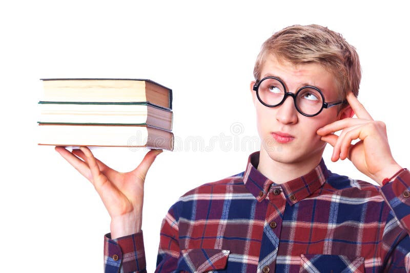 Surprise Men with Books and White Notebook. Stock Photo - Image of ...
