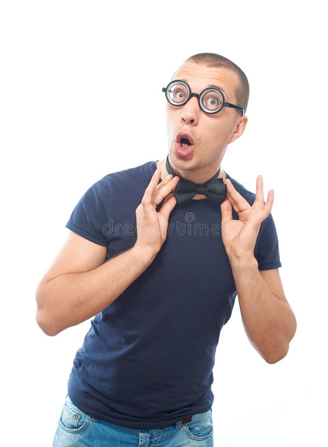 Nerd guy in bow tie stock image. Image of goofy, smart - 42019465