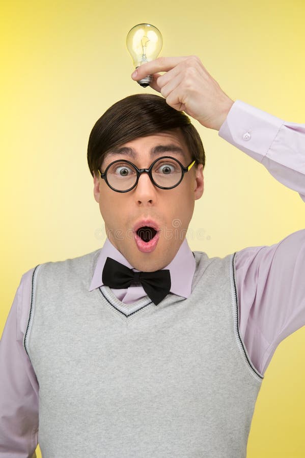 Nerd has an idea. stock photo. Image of intelligence - 33341750