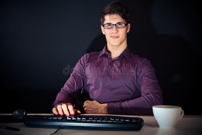 Nerd with Smoke Coming Out of His Pc Stock Photo - Image of shocked ...