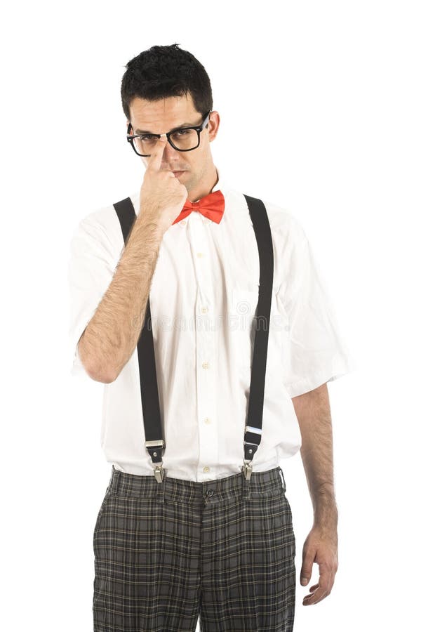 Nerd isolated on white stock photo. Image of goofy, retro - 11658674