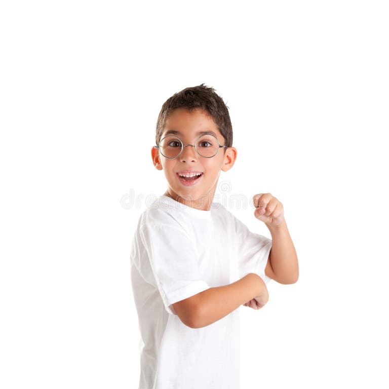 Nerd Kid with Glasses and Happy Expression Stock Image - Image of ...