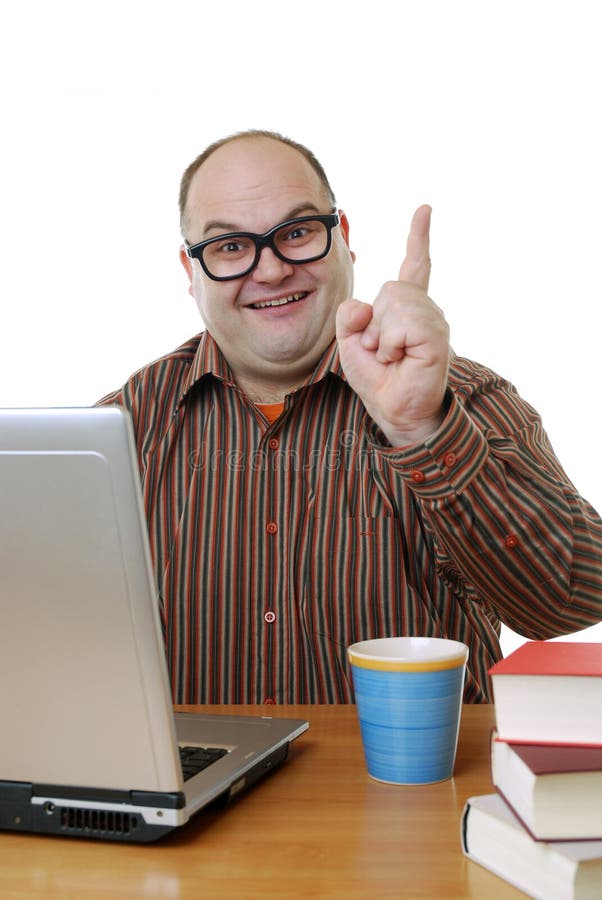 Nerd with laptop stock image. Image of idea, happy, business - 17289265