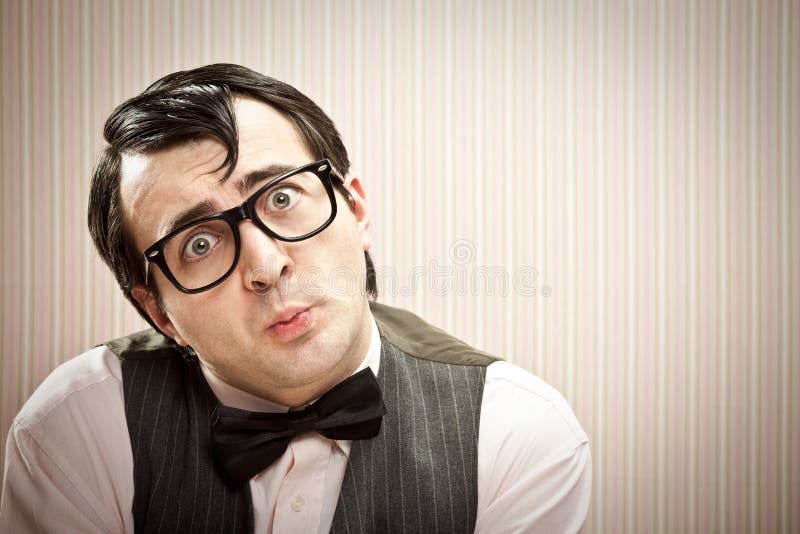 Nerd Man Funny Expression Close Up Stock Image - Image of close, clumsy ...