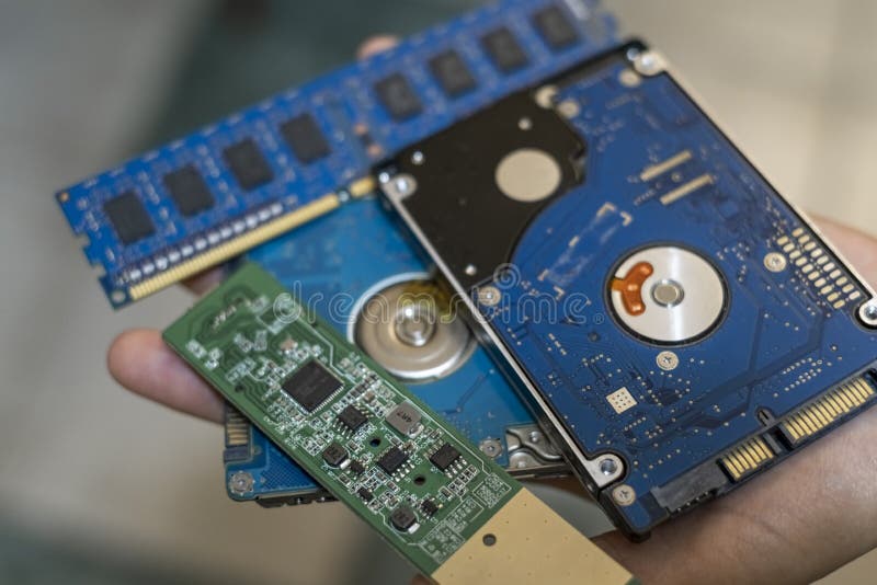 Nerd Man Hold Electronic Micro Chip Integrated Circuit Motherboard and ...