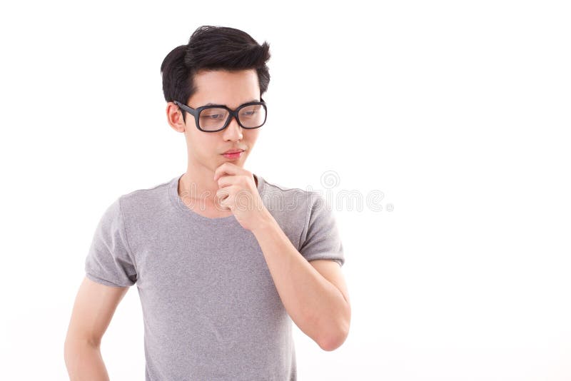 Clever, Smart, Happy Nerd or Geek Man Pointing Finger Up Stock Image ...