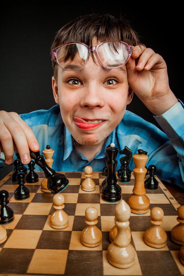 Nerd play chess stock image. Image of curiosity, foureyes - 40889463