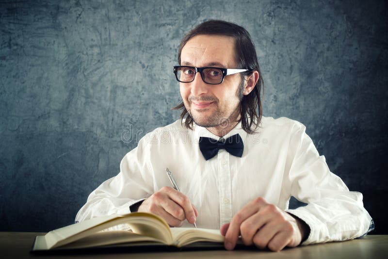 Nerd poet writing poems stock image. Image of sterotype - 37452357