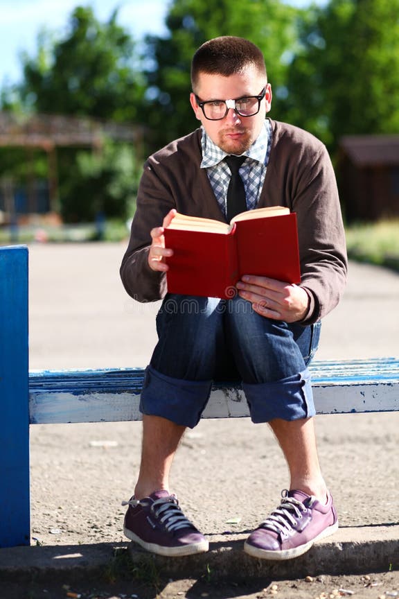 Nerd reading book stock image. Image of geek, nerdy, bookworm - 24143121