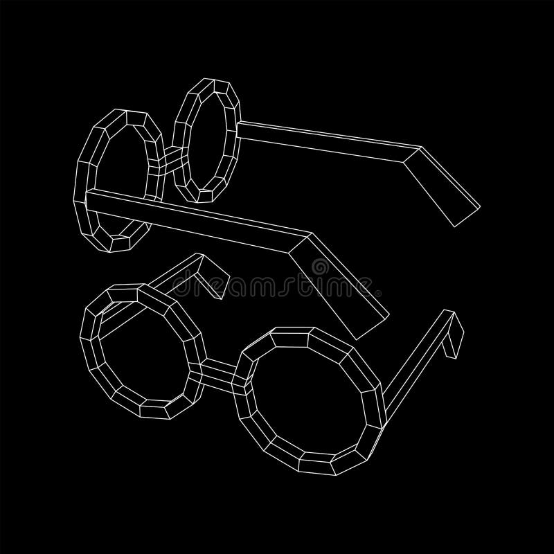 Nerd Round Retro Glasses Wireframe Vector Illustration. Stock Vector - Illustration of fashion ...