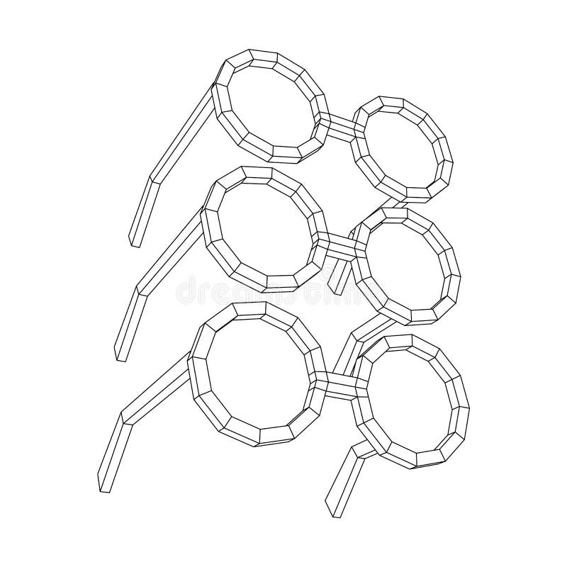 Nerd Round Retro Glasses Wireframe Vector Illustration. Stock Vector ...