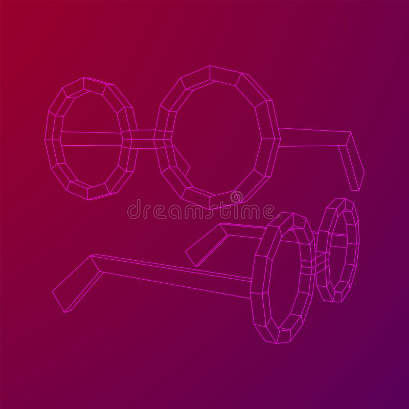 Nerd Round Retro Glasses Wireframe Vector Illustration. Stock Vector - Illustration of ...