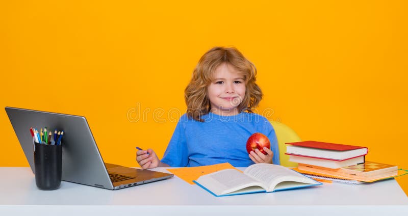 Nerd School Kid Isolated on Studio Background. Clever Child from ...